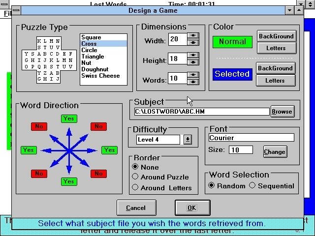 Screenshot of Lost Words (Windows 3.x, 1996) - MobyGames