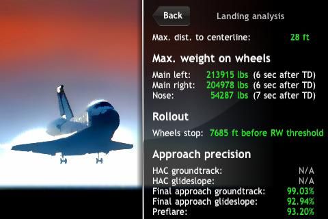 Screenshot of F-SIM Space Shuttle (iPhone, 2010) - MobyGames