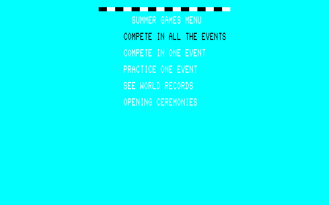 Screenshot of Summer Games (PC-88, 1984) - MobyGames