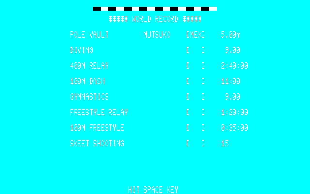 Screenshot of Summer Games (PC-88, 1984) - MobyGames