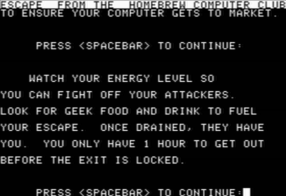 Screenshot of Escape from Homebrew Computer Club (Apple II, 2007 ...