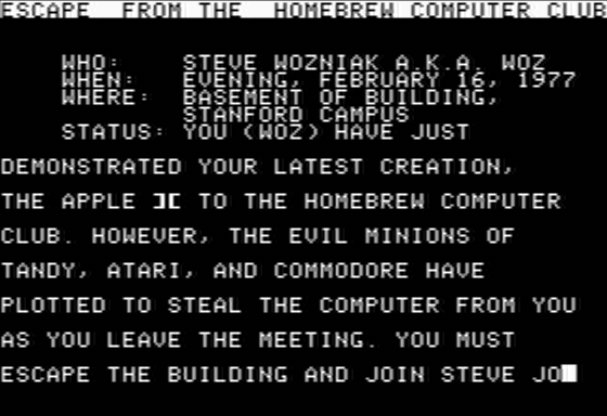 Screenshot of Escape from Homebrew Computer Club (Apple II, 2007 ...
