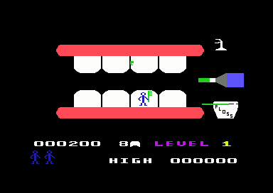 Screenshot of Tooth Invaders (Commodore 64, 1981) - MobyGames