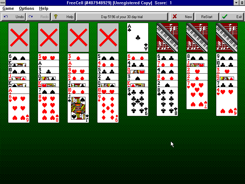 Screenshot of FreeCell Plus (Windows 3.x, 1996) - MobyGames