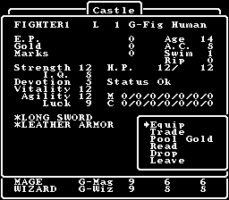 Screenshot of Wizardry V: Heart of the Maelstrom (SNES, 1988) - MobyGames