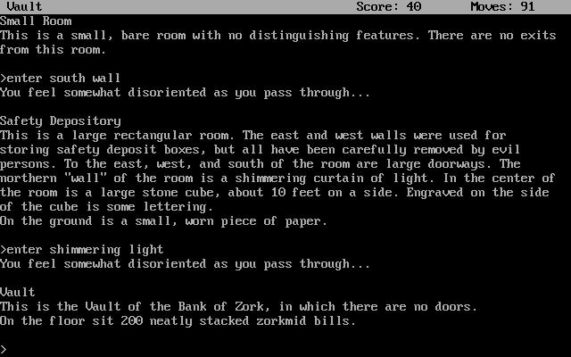 Screenshot of Zork II: The Wizard of Frobozz (DOS, 1981) - MobyGames