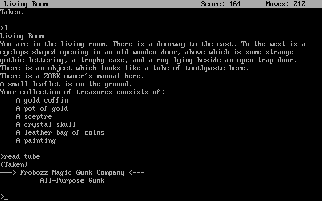 Screenshot of Zork: The Great Underground Empire (DOS, 1980) - MobyGames
