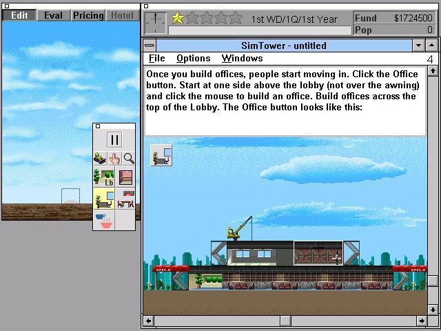 Screenshot of SimTower: The Vertical Empire (Windows 3.x, 1994) - MobyGames