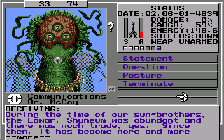 Screenshot of Starflight 2: Trade Routes of the Cloud Nebula (Amiga ...