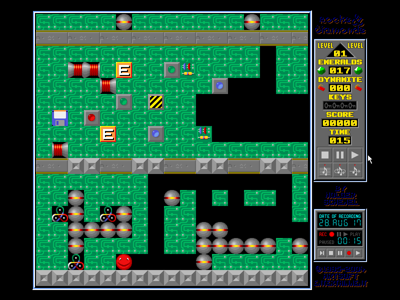 Screenshot of Rocks 'n' Diamonds (DOS, 1998) - MobyGames