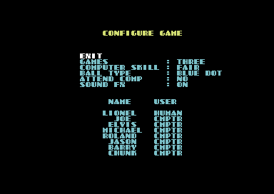 Screenshot of World Championship Squash (Commodore 64, 1993) - MobyGames