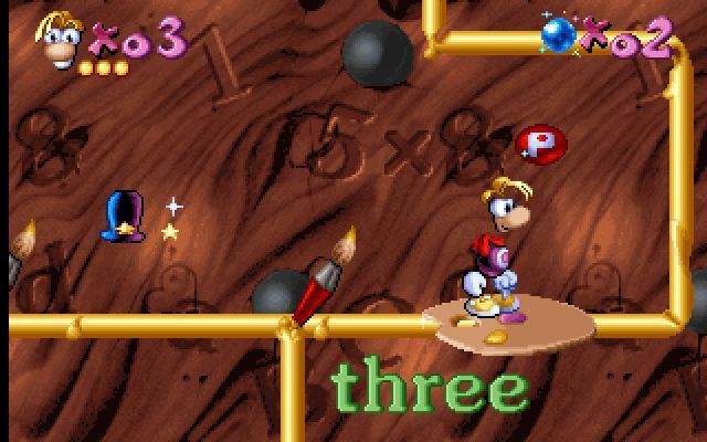 Screenshot of Maths and English with Rayman: Volume 3 (DOS, 1996 ...