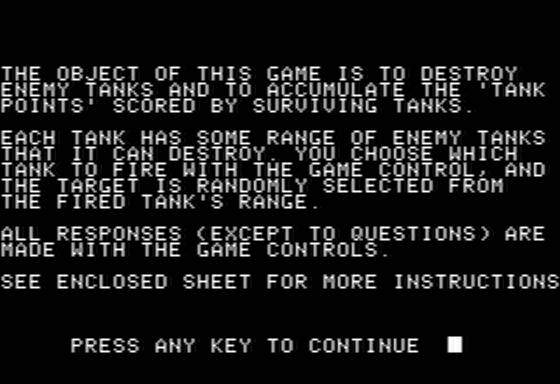 Screenshot of Tank Command (Apple II, 1980) - MobyGames