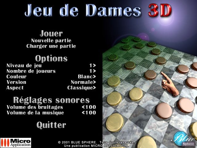 Screenshot of Jeu de Dames 3D (Windows, 2002) - MobyGames