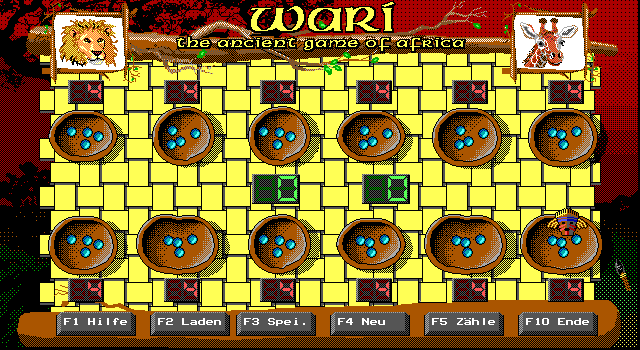 Screenshot of Wari: The Ancient Game of Africa (DOS, 1994) - MobyGames