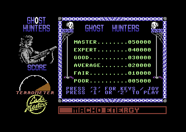 Screenshot of Ghost Hunters (Commodore 64, 1987) - MobyGames