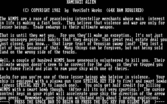 Kamikazi Alien (1982) - MobyGames