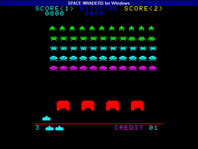 Screenshot of Space Invaders (Windows 3.x, 1978) - MobyGames