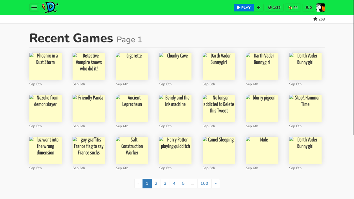 Screenshot of Drawception (Browser, 2012) - MobyGames