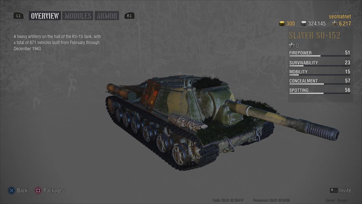 Screenshot of World of Tanks: Slayer SU-152 Ultimate (PlayStation 4, 2018) - MobyGames