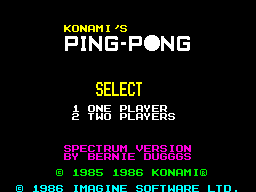 Screenshot of Ping Pong (ZX Spectrum, 1985) - MobyGames