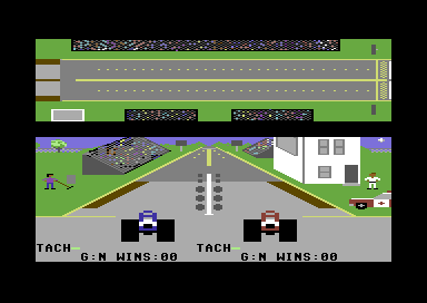 Screenshot of Drag Race Eliminator (Commodore 64, 1986) - MobyGames
