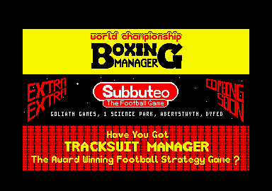 Screenshot of World Championship Boxing Manager (Amstrad CPC, 1990) - MobyGames