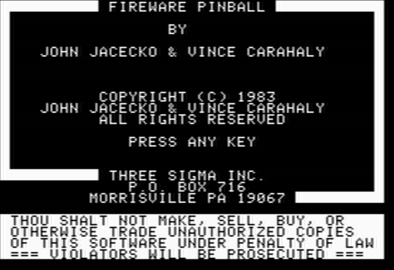 Fireware Pinball (1983) - MobyGames