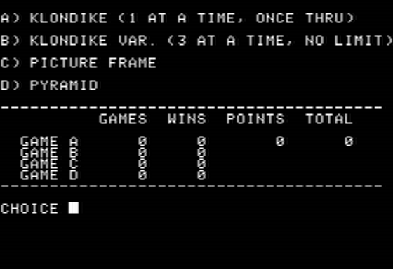 Screenshot of The Card Stars: Cribbage / Solitaire (Apple II, 1982 ...
