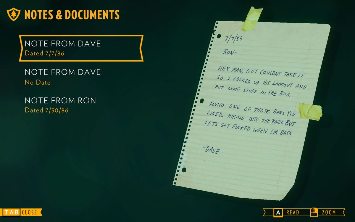 Screenshot of Firewatch (Windows, 2016) - MobyGames