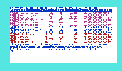 Screenshot of Football Manager (VIC-20, 1982) - MobyGames