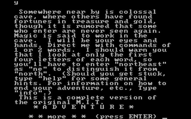 Screenshot of Microsoft Adventure (PC Booter, 1979) - MobyGames