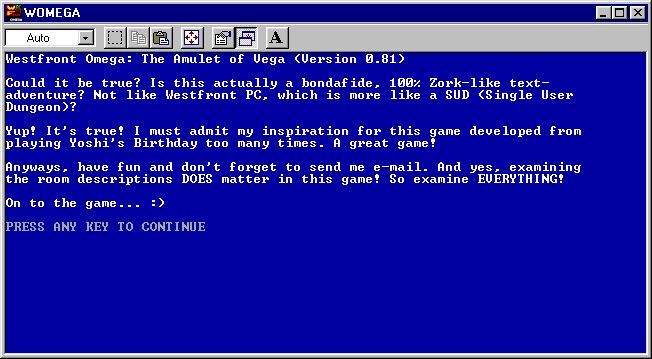 Westfront Omega: The Amulet Of Vega screenshots - MobyGames