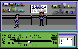 Screenshot of Neuromancer (Commodore 64, 1988) - MobyGames