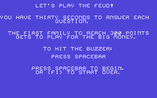 Screenshot of The All New Family Feud (Commodore 64, 1989) - MobyGames