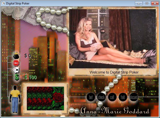 Screenshot of Digital Strip Poker featuring Anna-Marie Goddard (Windows, 2000) - MobyGames