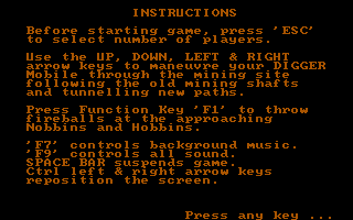 Screenshot of Digger (PC Booter, 1983) - MobyGames