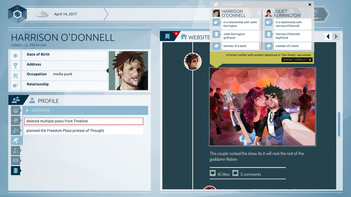 Screenshot of Orwell: Keeping an Eye On You (Windows, 2016) - MobyGames