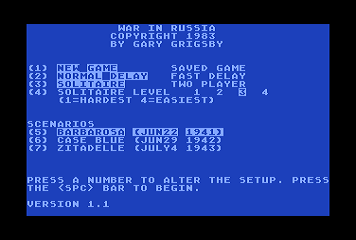 Screenshot of War in Russia (Atari 8-bit, 1984) - MobyGames