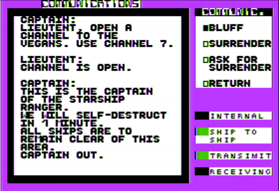 Screenshot of Starship Commander (Apple II, 1981) - MobyGames