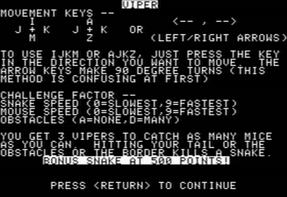 Screenshot of Viper (Apple II, 1982) - MobyGames