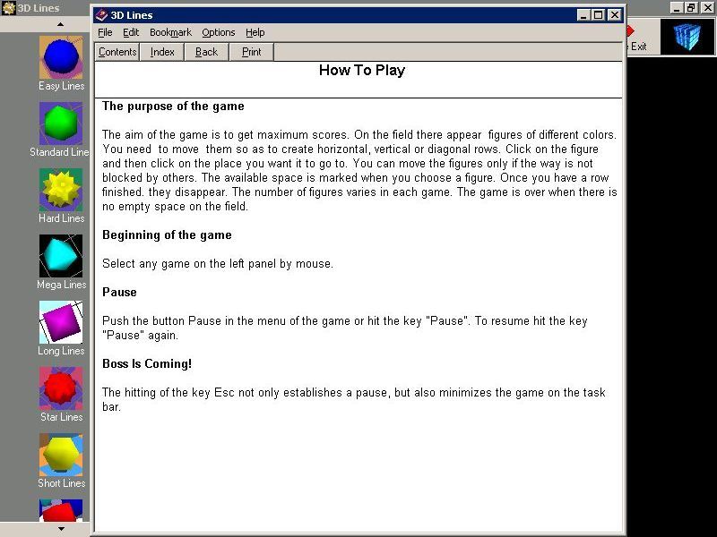 Screenshot of 3D Lines (Windows, 2001) - MobyGames