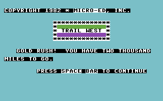Screenshot of Trail West (Commodore 64, 1980) - MobyGames
