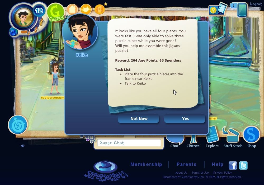 Screenshot of SuperSecret (Browser, 2009) - MobyGames