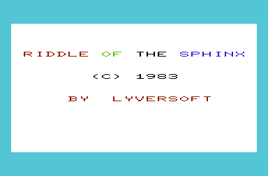 Riddle of the Sphinx (1983) - MobyGames