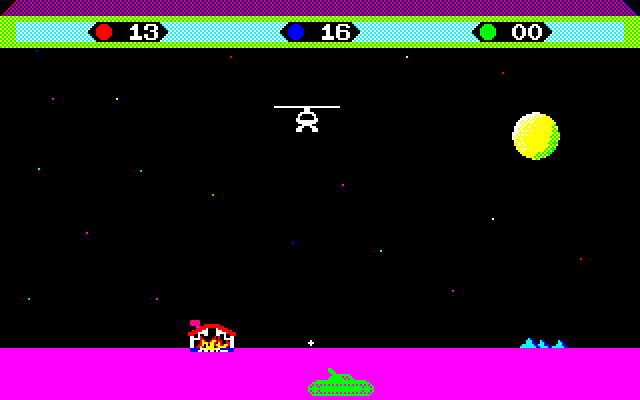 Screenshot of Choplifter! (Sharp X1, 1982) - MobyGames
