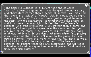 Screenshot of The Colonel's Bequest (DOS, 1989) - MobyGames