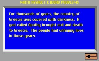 Screenshot of Math Assault I: Word Problems (DOS, 1997) - MobyGames