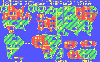 Screenshot of Risk (DOS, 1986) - MobyGames