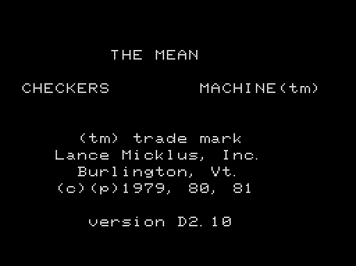 The Mean Checkers Machine (1979) - MobyGames